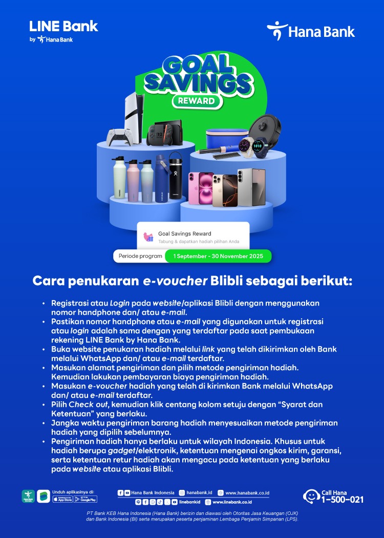 Cara Penukaran e-voucher Blibli untuk Program Tabungan Goal Savings Reward | LINE Bank Blog